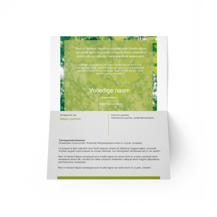 Rouwbrief Modern Natuur – Claassen Uitvaart