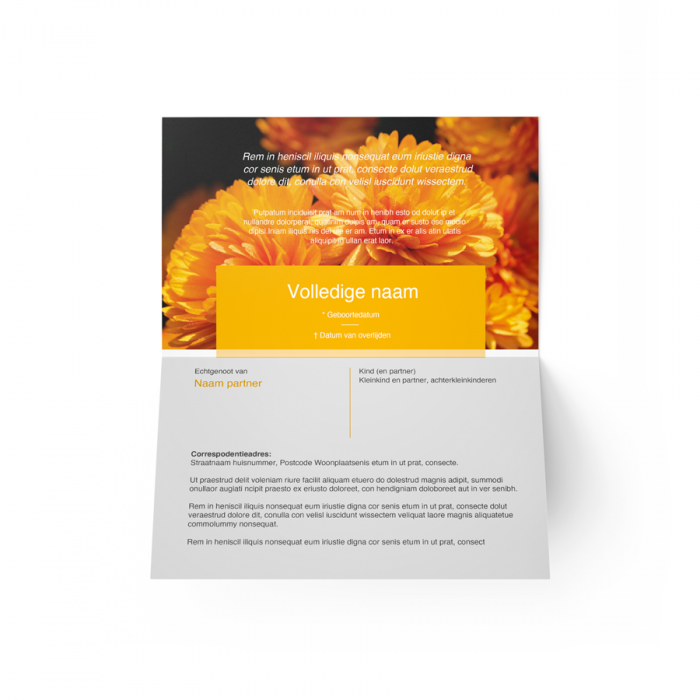 Rouwbrief Modern Bloemen – Claassen Uitvaart