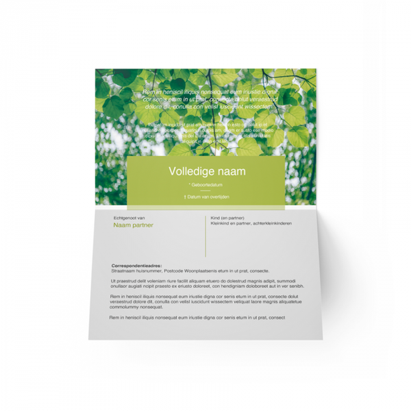 Rouwbrief Modern Natuur – Claassen Uitvaart