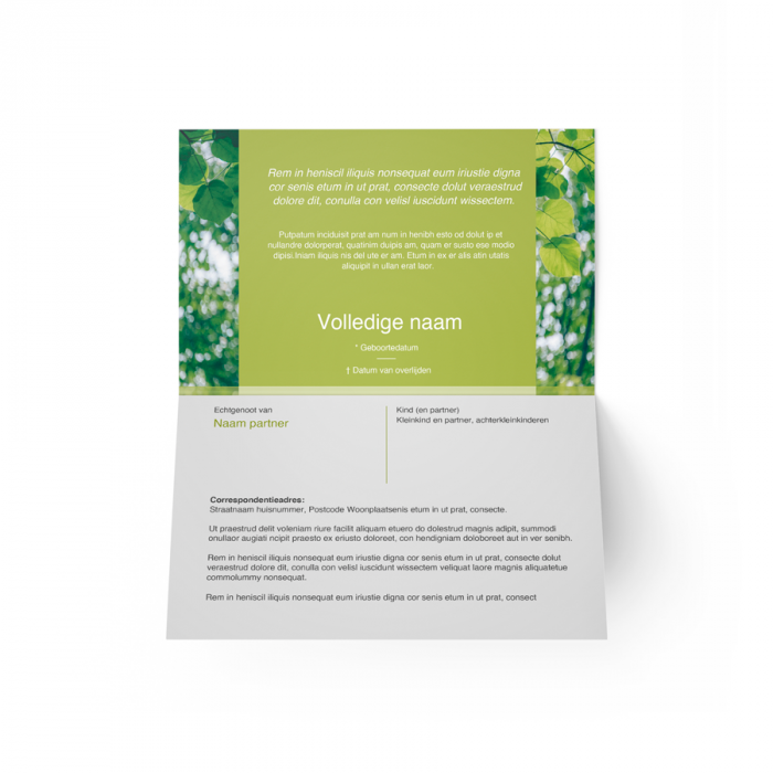 Rouwbrief Modern Natuur – Claassen Uitvaart